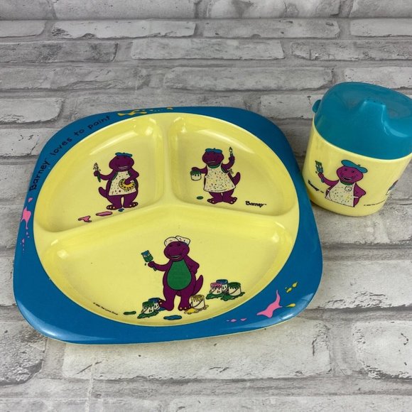 Barney | Dining | Barney The Dinosaur Divided Melamine Child Plate Bowl ...